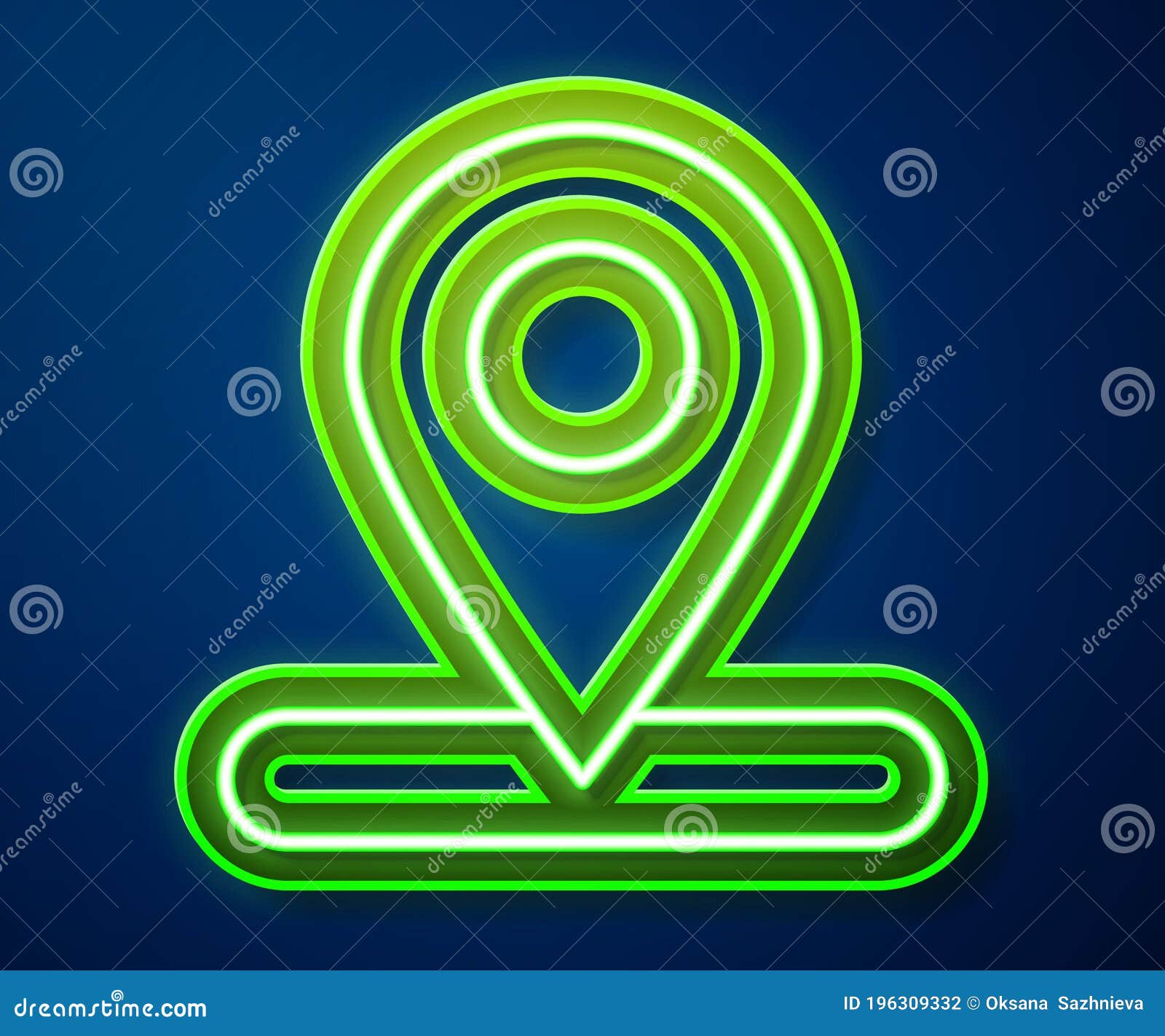 Glowing Neon Line Map Pin Icon Isolated on Blue Background. Navigation ...