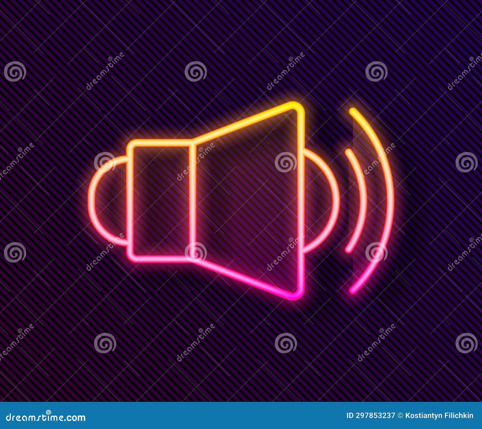 Glowing Neon Line Megaphone Icon Isolated on Black Background. Speaker ...