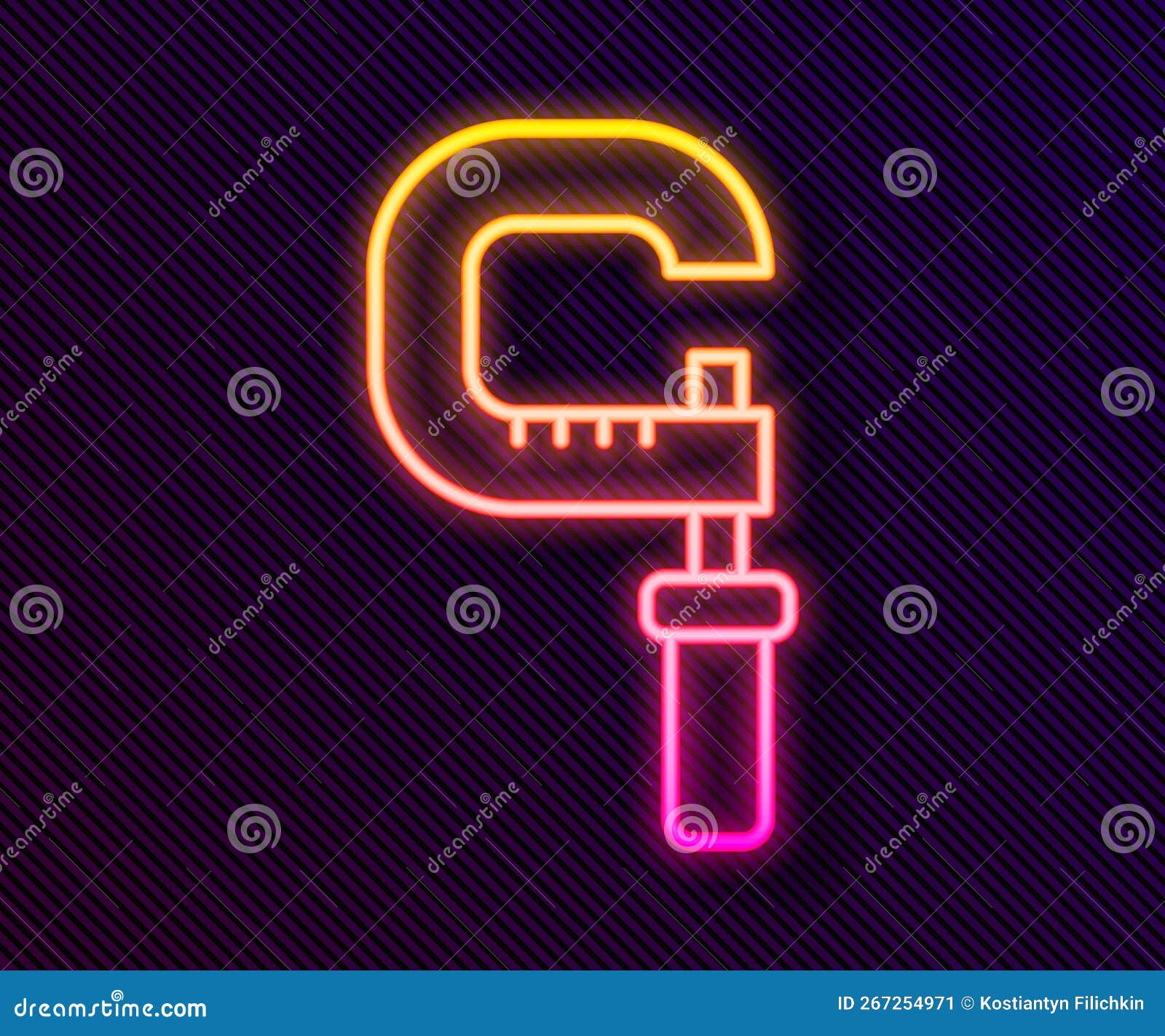 Glowing Neon Line Micrometer Icon Isolated on Black Background ...