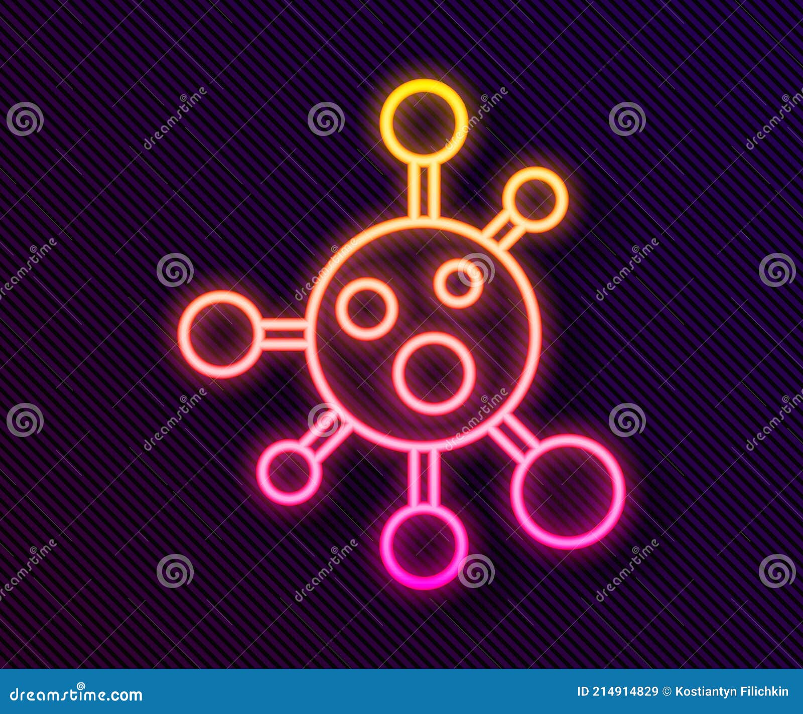 Glowing Neon Line Molecule Icon Isolated on Black Background. Structure ...