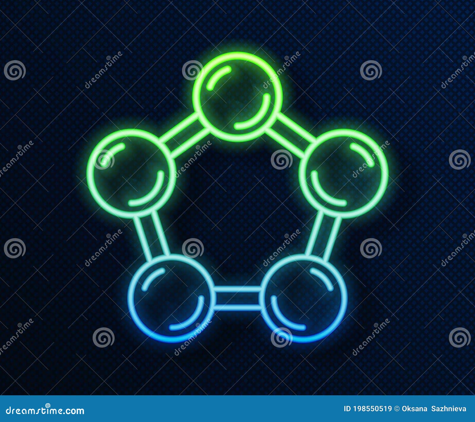 Glowing Neon Line Molecule Icon Isolated on Blue Background. Structure ...