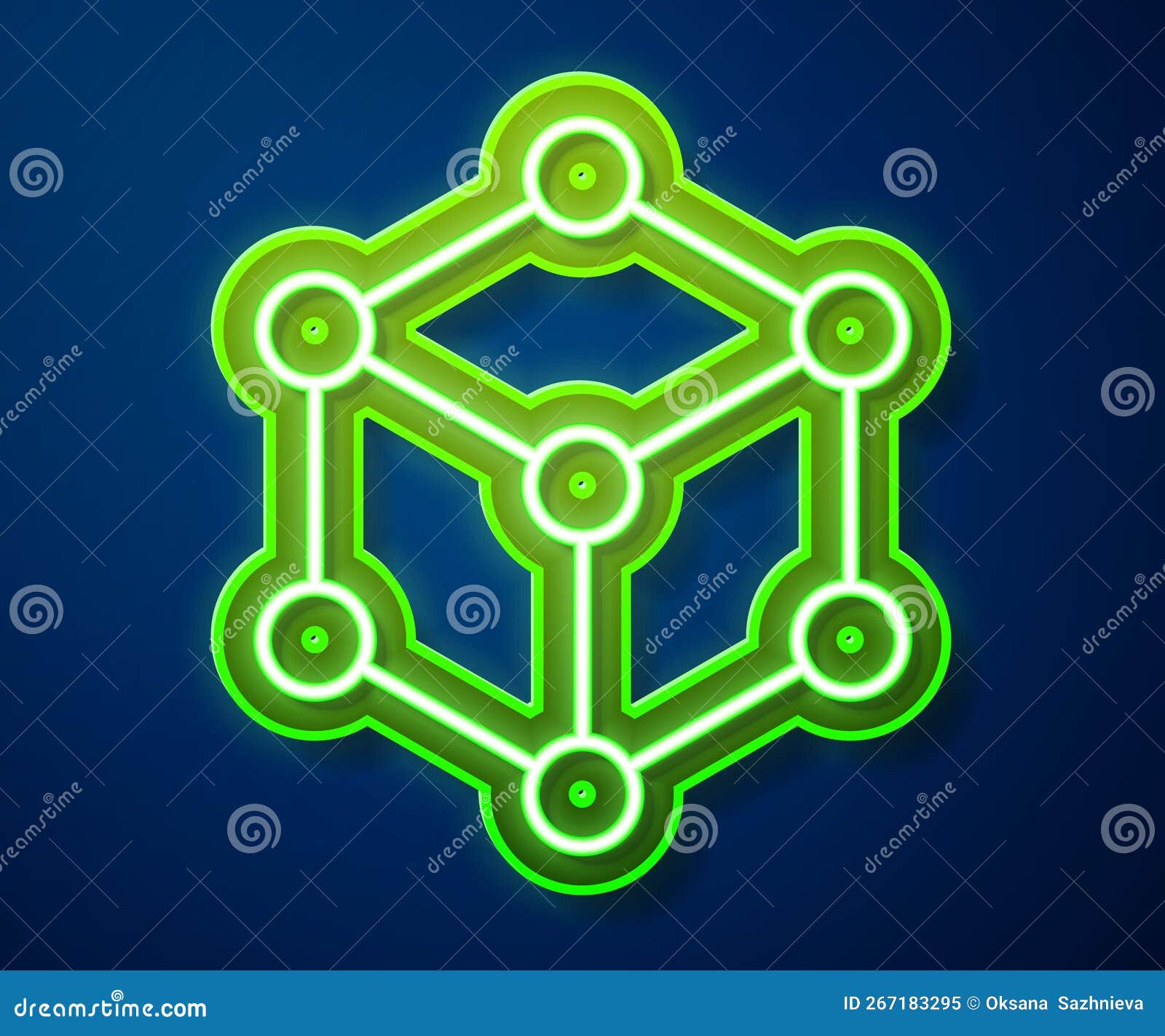 Glowing Neon Line Molecule Icon Isolated on Blue Background. Structure ...