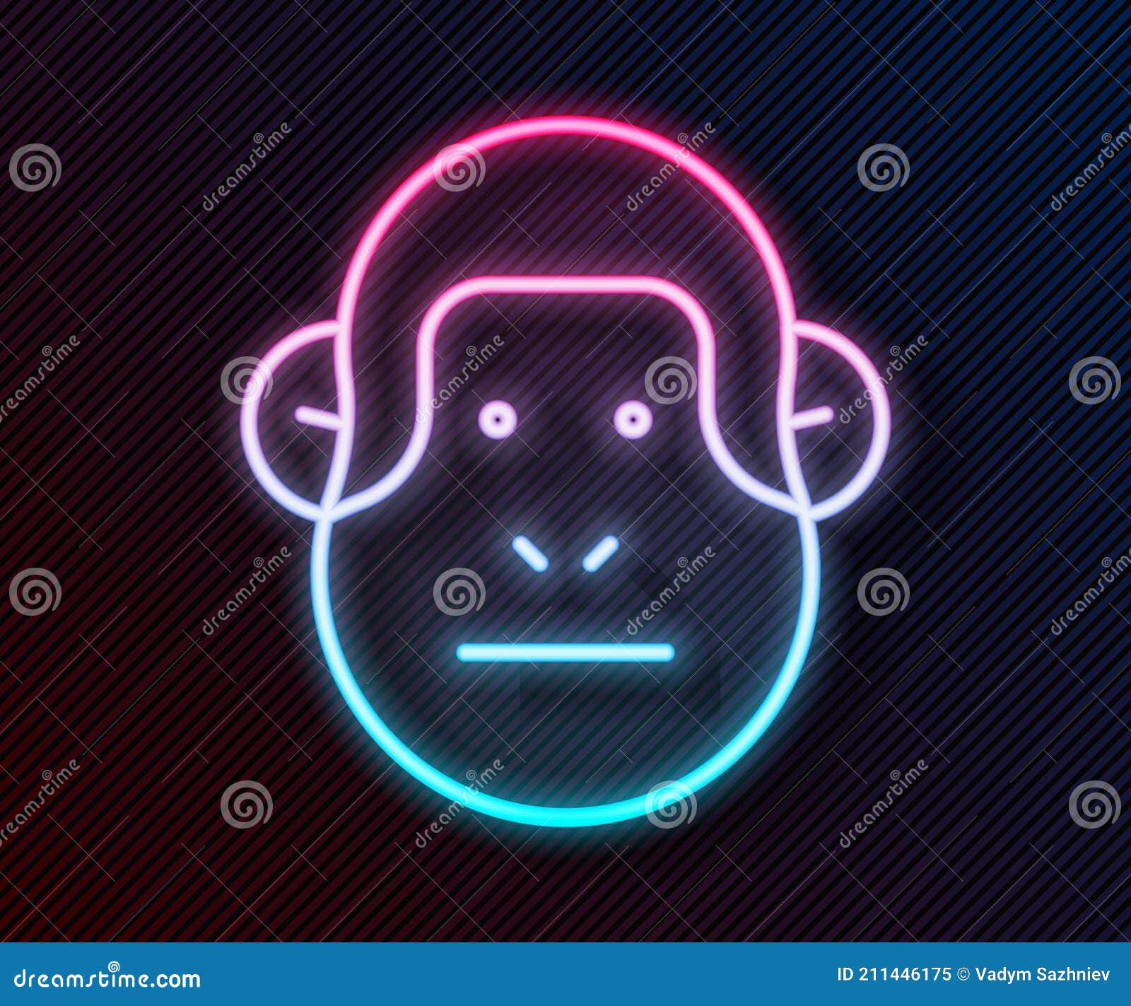 Glowing Neon Line Monkey Icon Isolated on Black Background. Animal ...