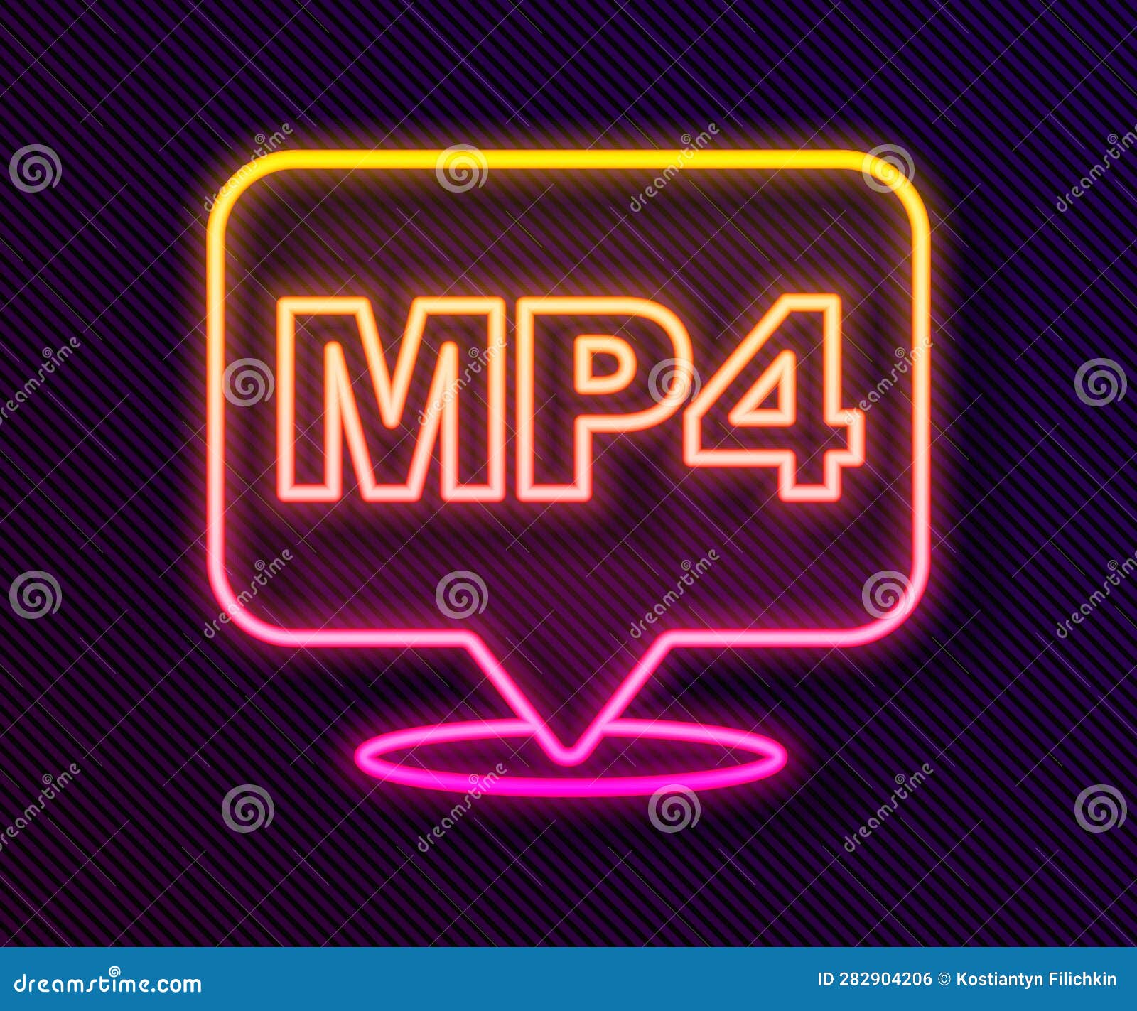 Glowing Neon Line MP4 File Document. Download Mp4 Button Icon Isolated ...