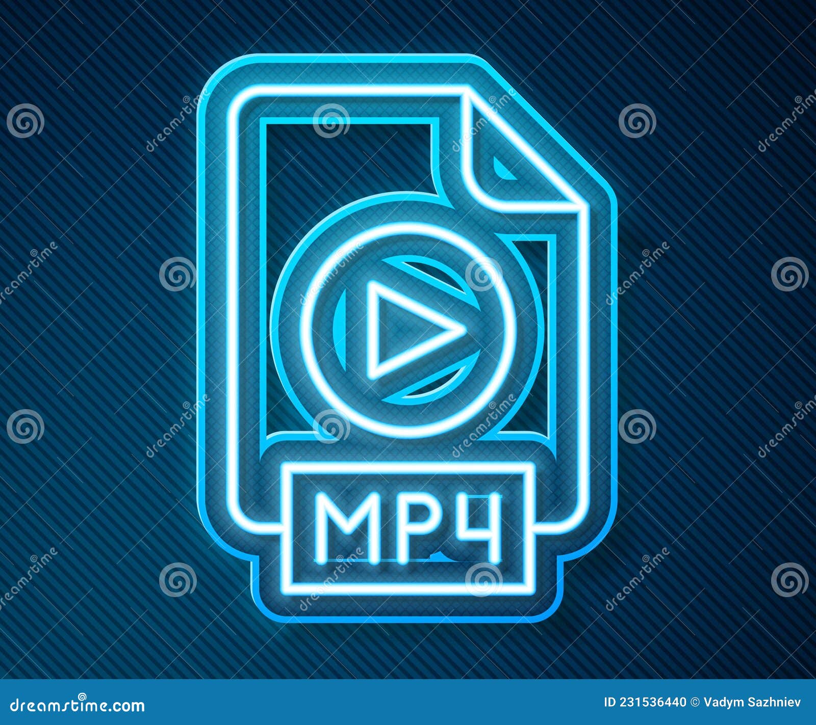 Glowing Neon Line MP4 File Document. Download Mp4 Button Icon Isolated ...
