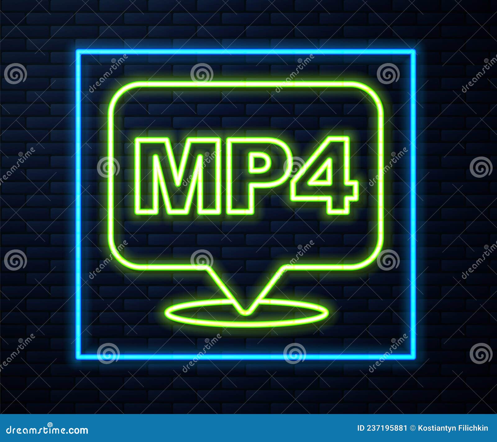 Glowing Neon Line MP4 File Document. Download Mp4 Button Icon Isolated ...