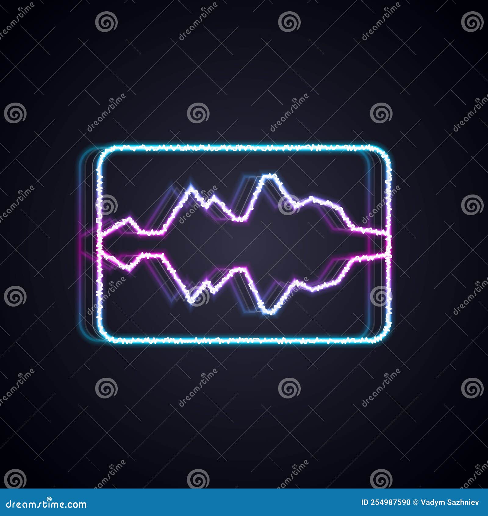 Glowing Neon Line Music Wave Equalizer Icon Isolated on Black ...