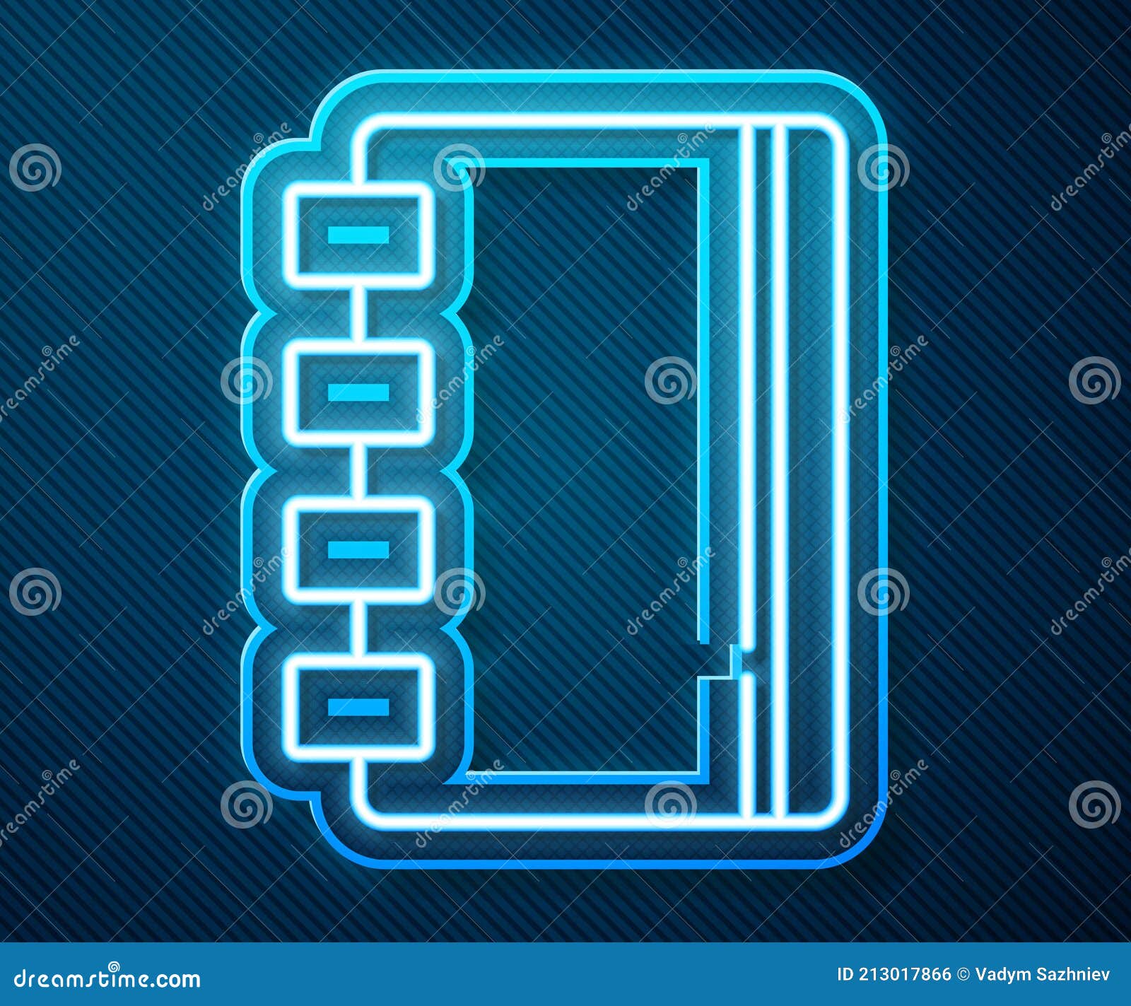 Glowing Neon Line Notebook Icon Isolated on Blue Background. Spiral ...