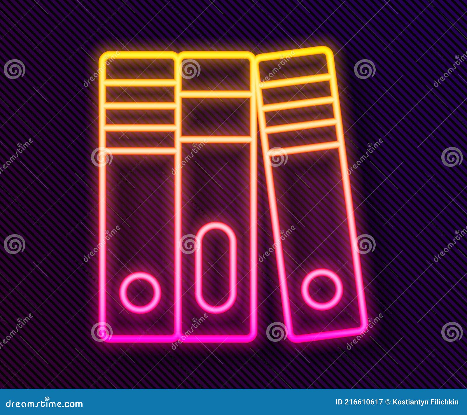 Glowing Neon Line Office Folders with Papers and Documents Icon ...