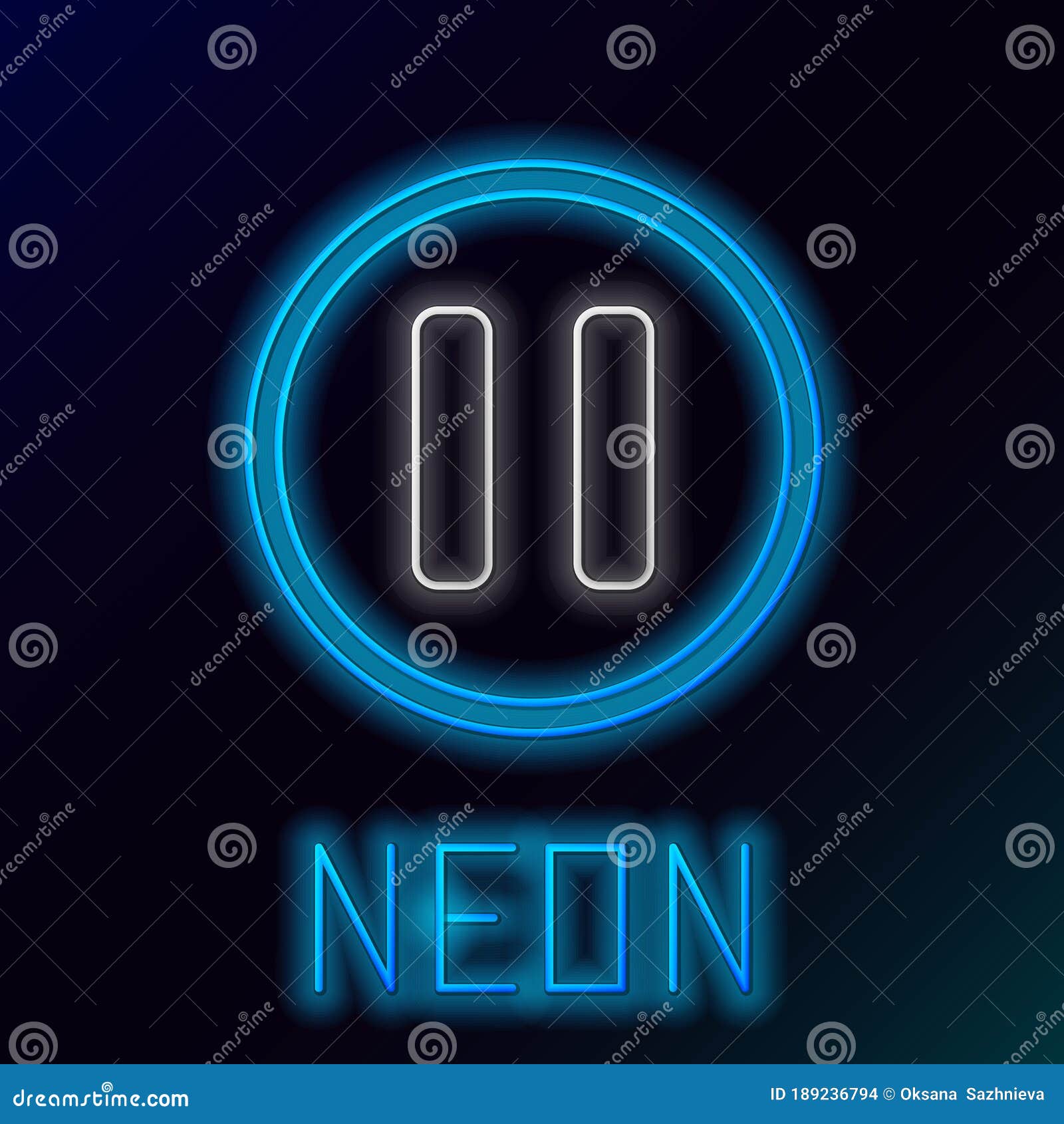 Glowing Neon Line Pause Button Icon Isolated on Black Background ... Glowing Neon Line Pause Button Icon Isolated on Black Background ...