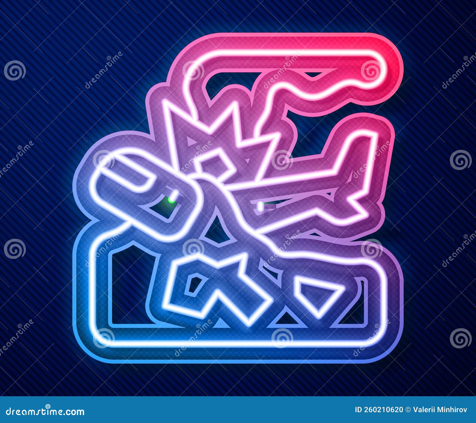 Glowing Neon Line Plane Crash Icon Isolated on Blue Background. Vector ...