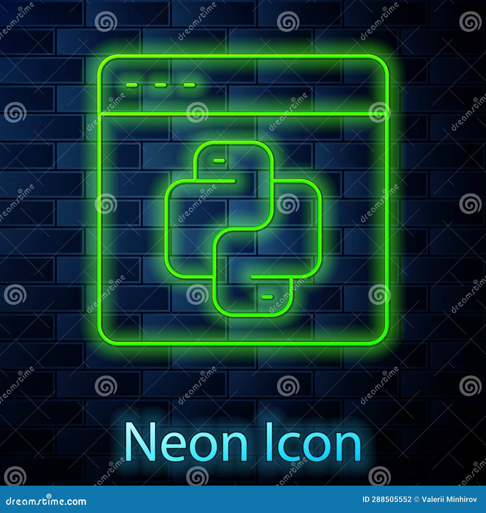 Glowing Neon Line Python Programming Language Icon Isolated on Brick ... Glowing Neon Line Python Programming Language Icon Isolated on Brick ...
