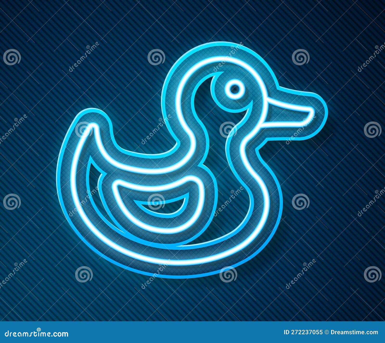 Glowing Neon Line Rubber Duck Icon Isolated on Blue Background. Vector ...