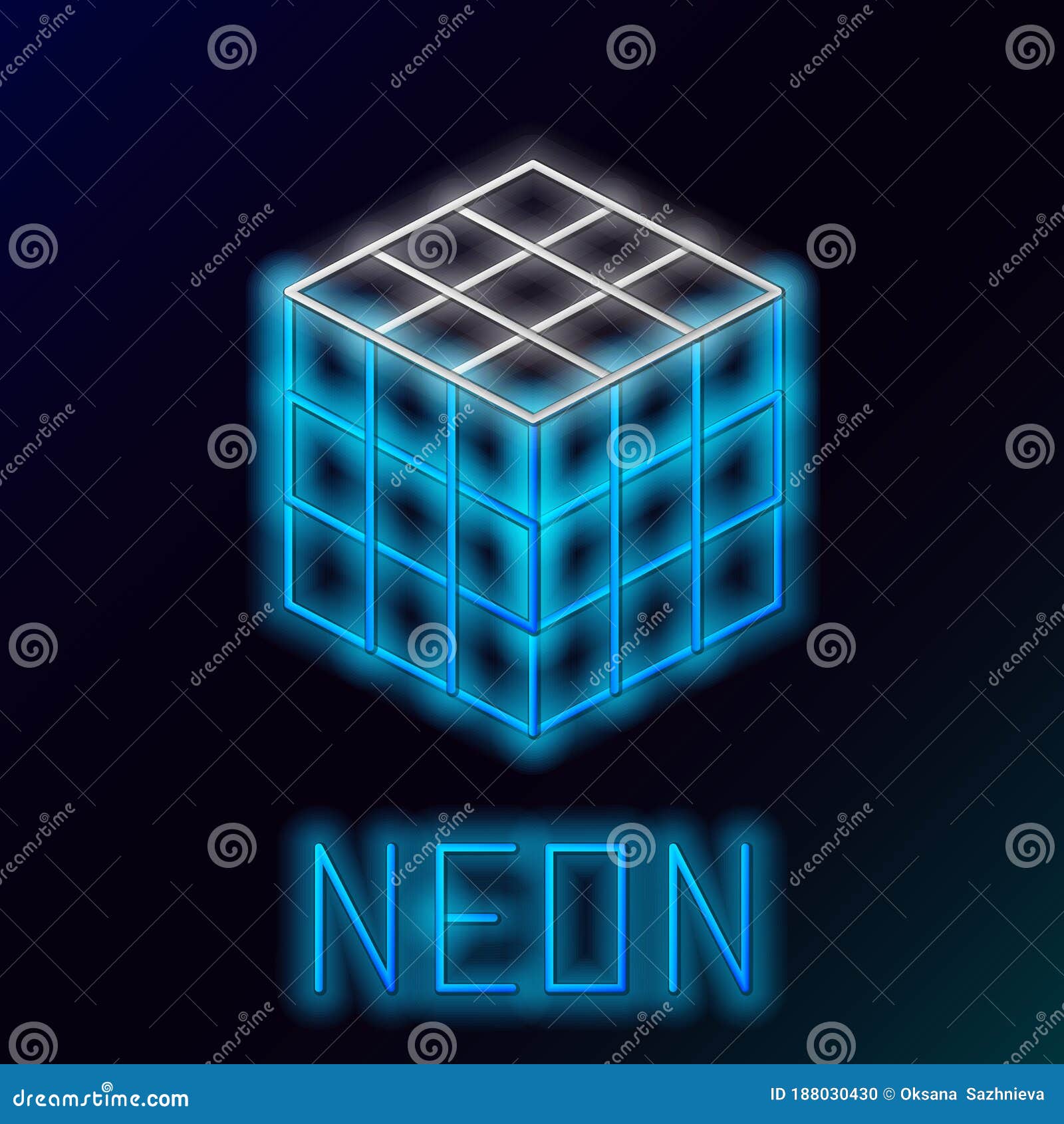 Glowing Neon Line Rubik Cube Icon Isolated on Black Background ... Glowing Neon Line Rubik Cube Icon Isolated on Black Background ...