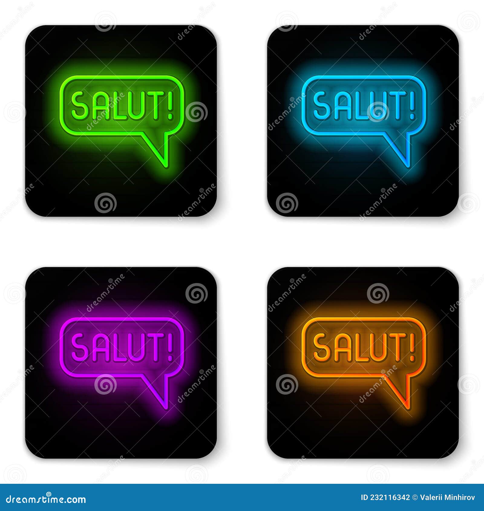 Glowing Neon Line Salut in Different Languages Icon Isolated on White ...