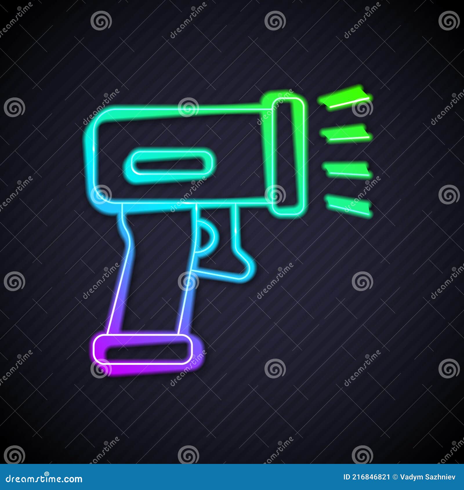 Glowing Neon Line Scanner Scanning Bar Code Icon Isolated on Black ...