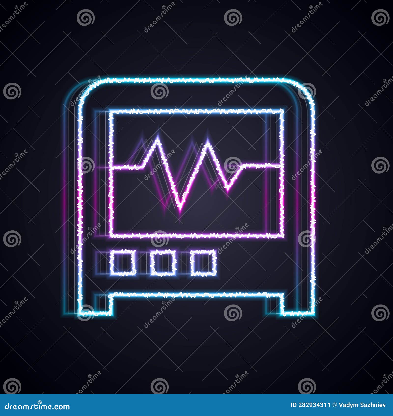 Glowing Neon Line Seismograph Icon Isolated on Black Background ...