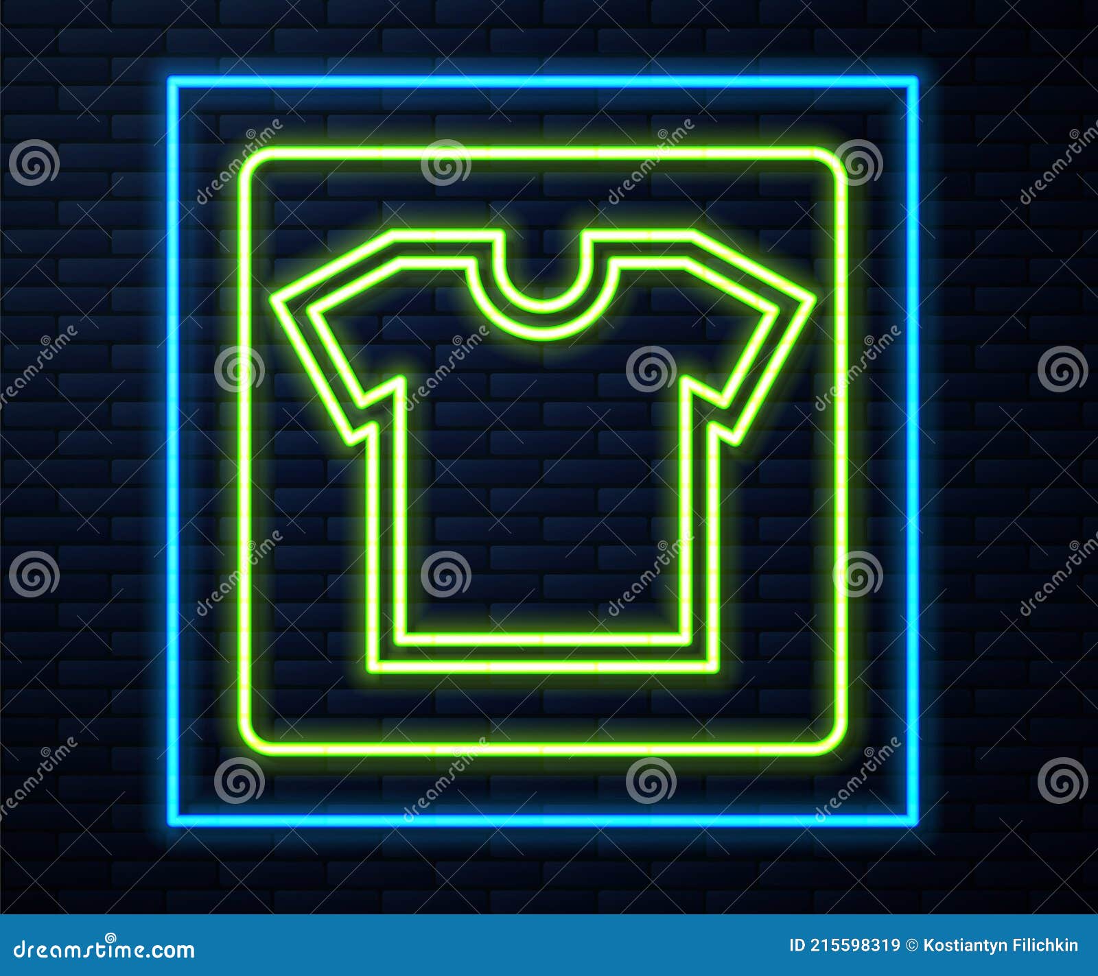 Glowing Neon Line Sewing Pattern Icon Isolated on Brick Wall Background ...