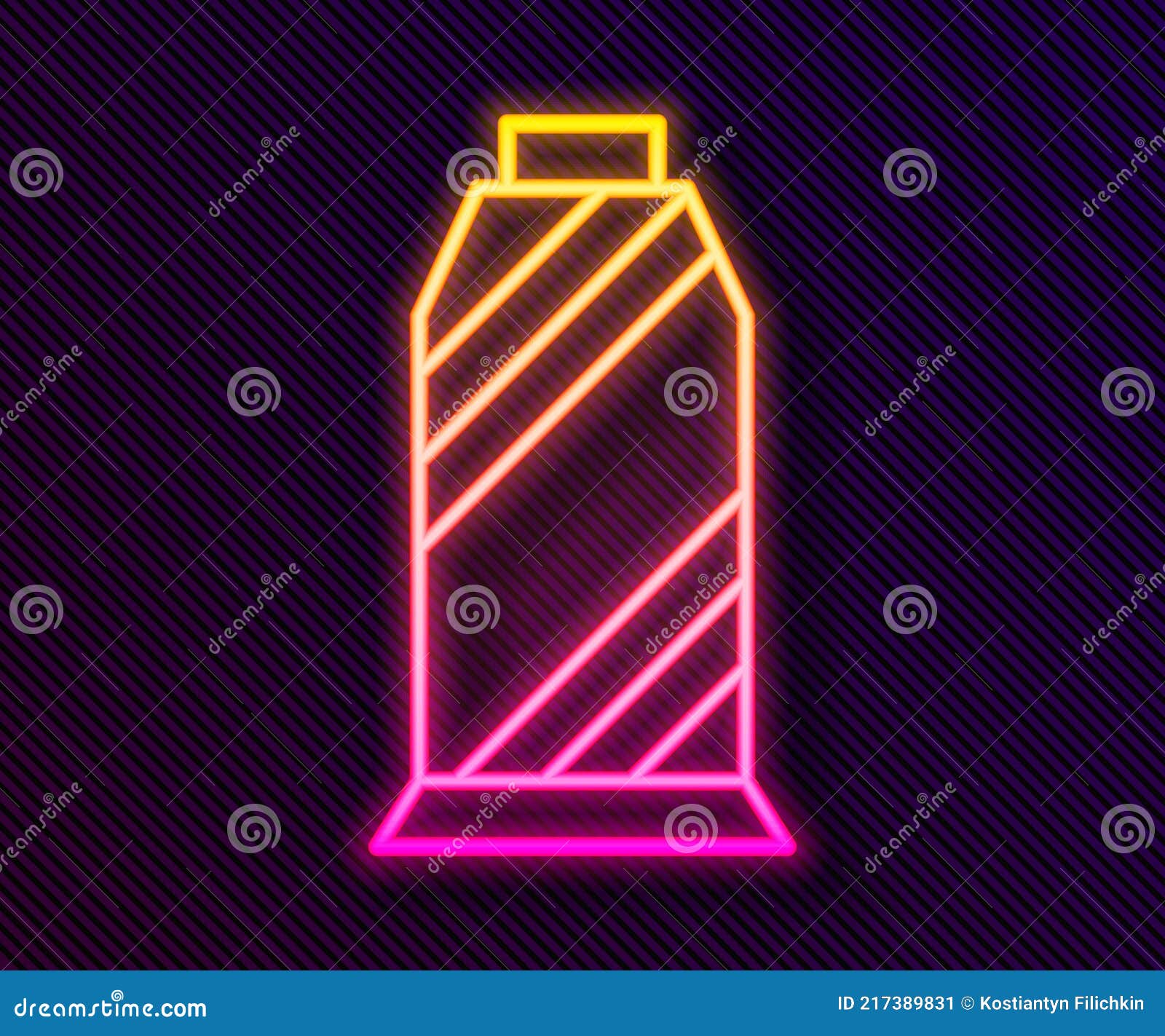 Glowing Neon Line Sewing Thread on Spool Icon Isolated on Black ...