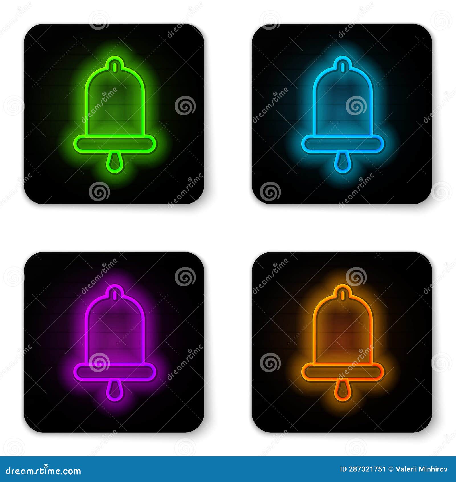 Glowing Neon Line Ship Bell Icon Isolated on White Background. Black ...
