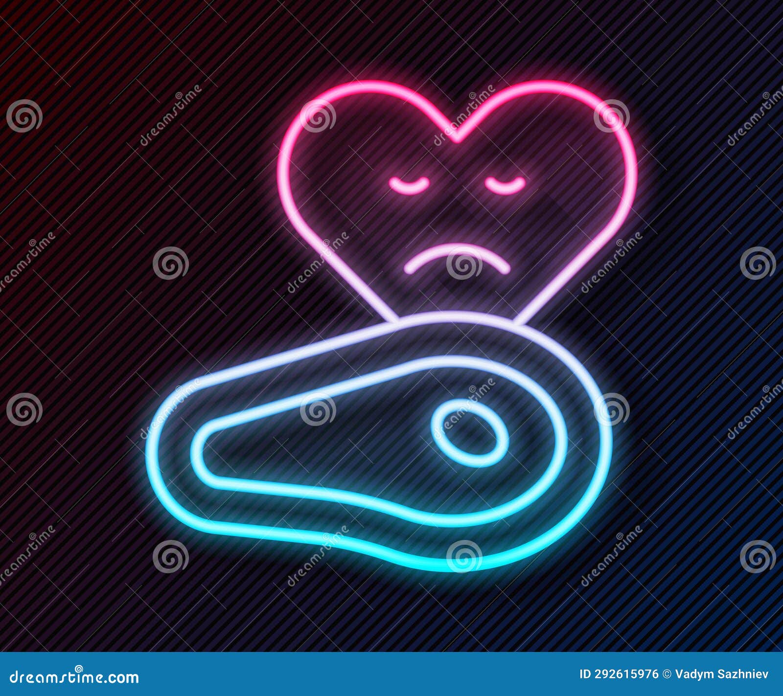 Glowing Neon Line Steak Meat Icon Isolated on Black Background. Vector ...
