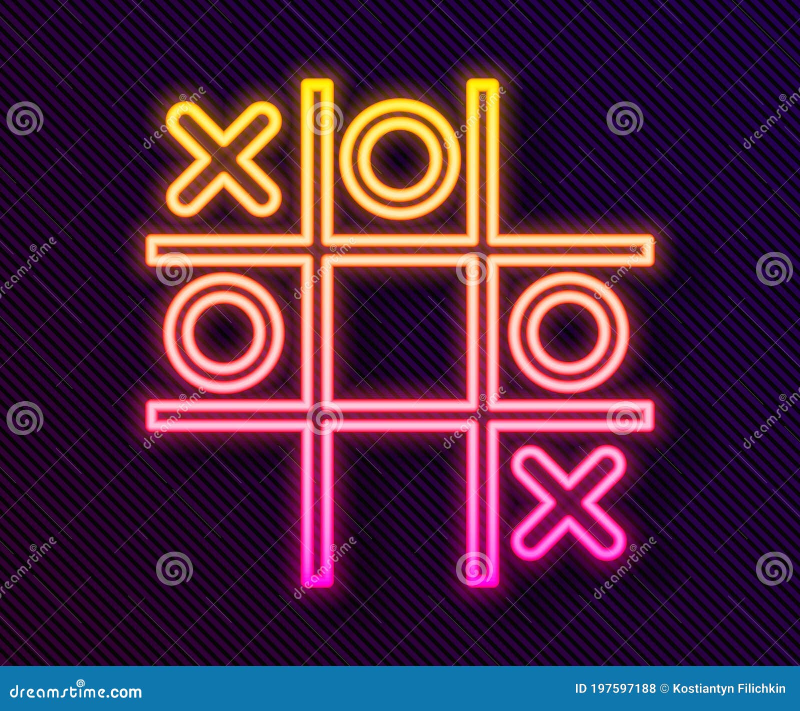Glowing Neon Line Tic Tac Toe Game Icon Isolated on Black Background ...
