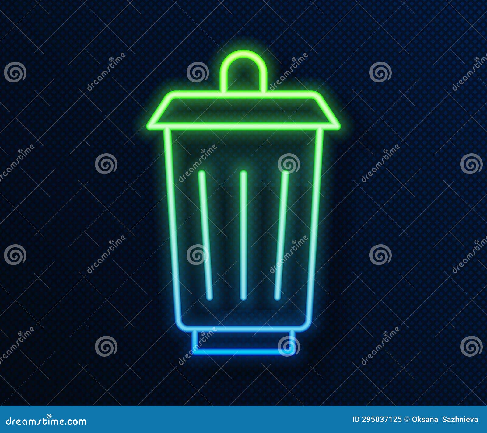 Glowing Neon Line Trash Can Icon Isolated on Blue Background. Garbage ... Glowing Neon Line Trash Can Icon Isolated on Blue Background. Garbage ...