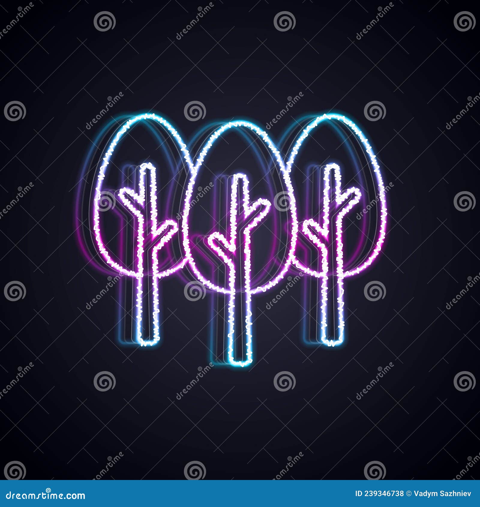 Glowing Neon Line Tree Icon Isolated on Black Background. Forest Symbol ...