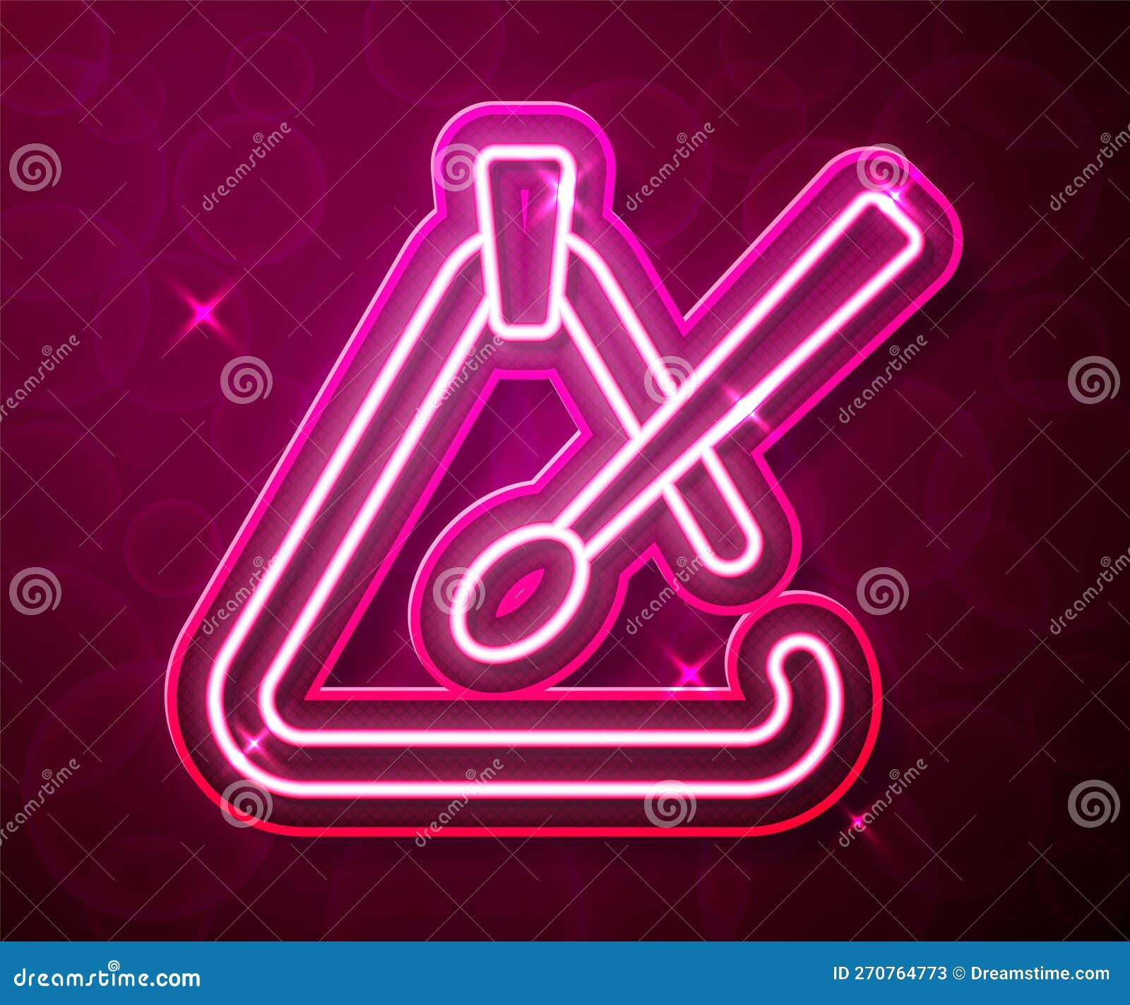 Glowing Neon Line Triangle Musical Instrument Icon Isolated on Red ...