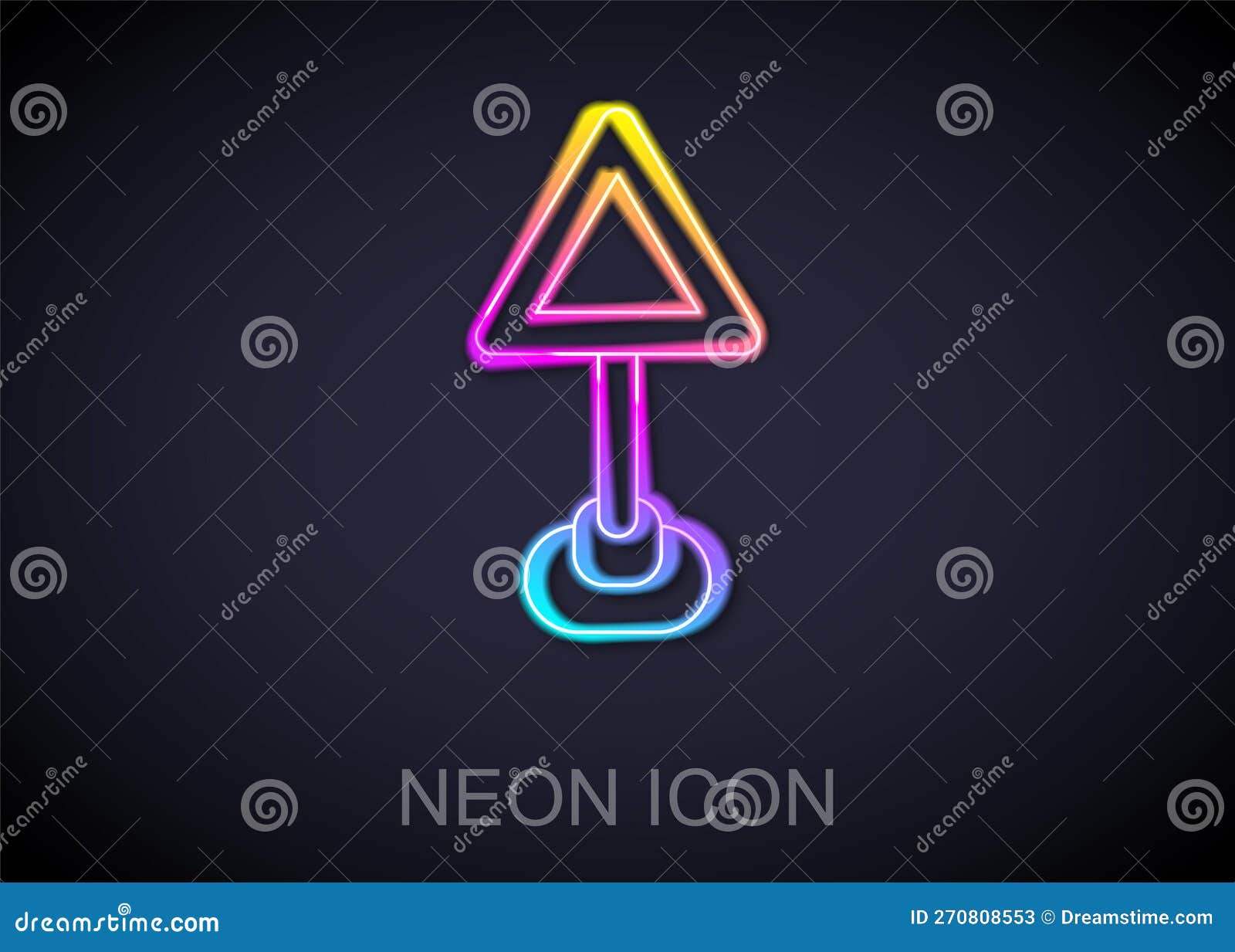 Glowing Neon Line Triangle Warning Blank Icon Isolated on Black ...