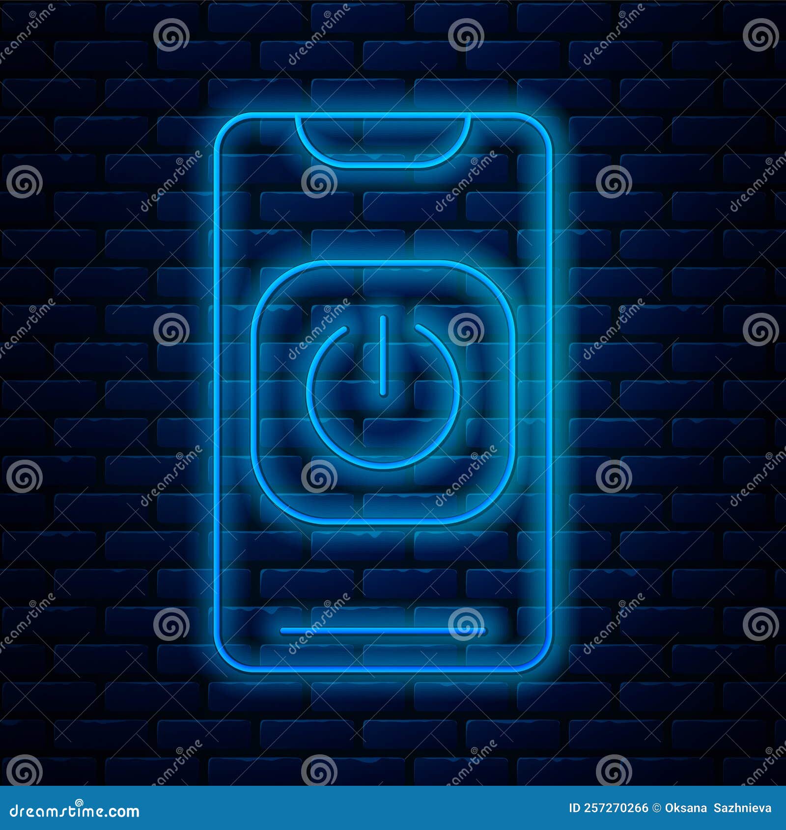Glowing Neon Line Turn Off Robot from Phone Icon Isolated on Brick Wall ... Glowing Neon Line Turn Off Robot from Phone Icon Isolated on Brick Wall ...