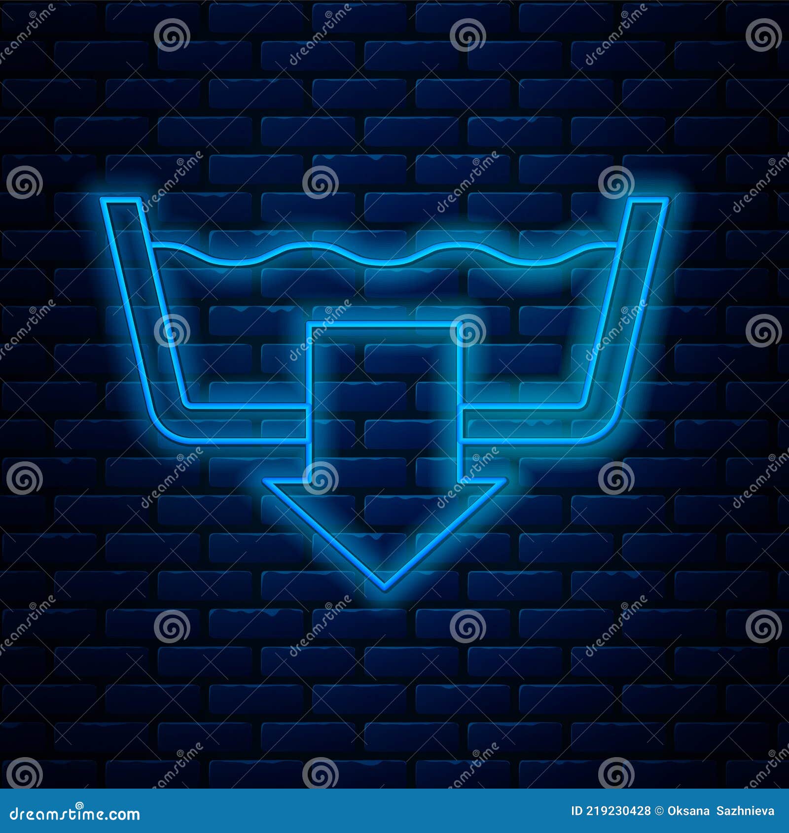 Glowing Neon Line Washing Modes Icon Isolated on Brick Wall Background ...