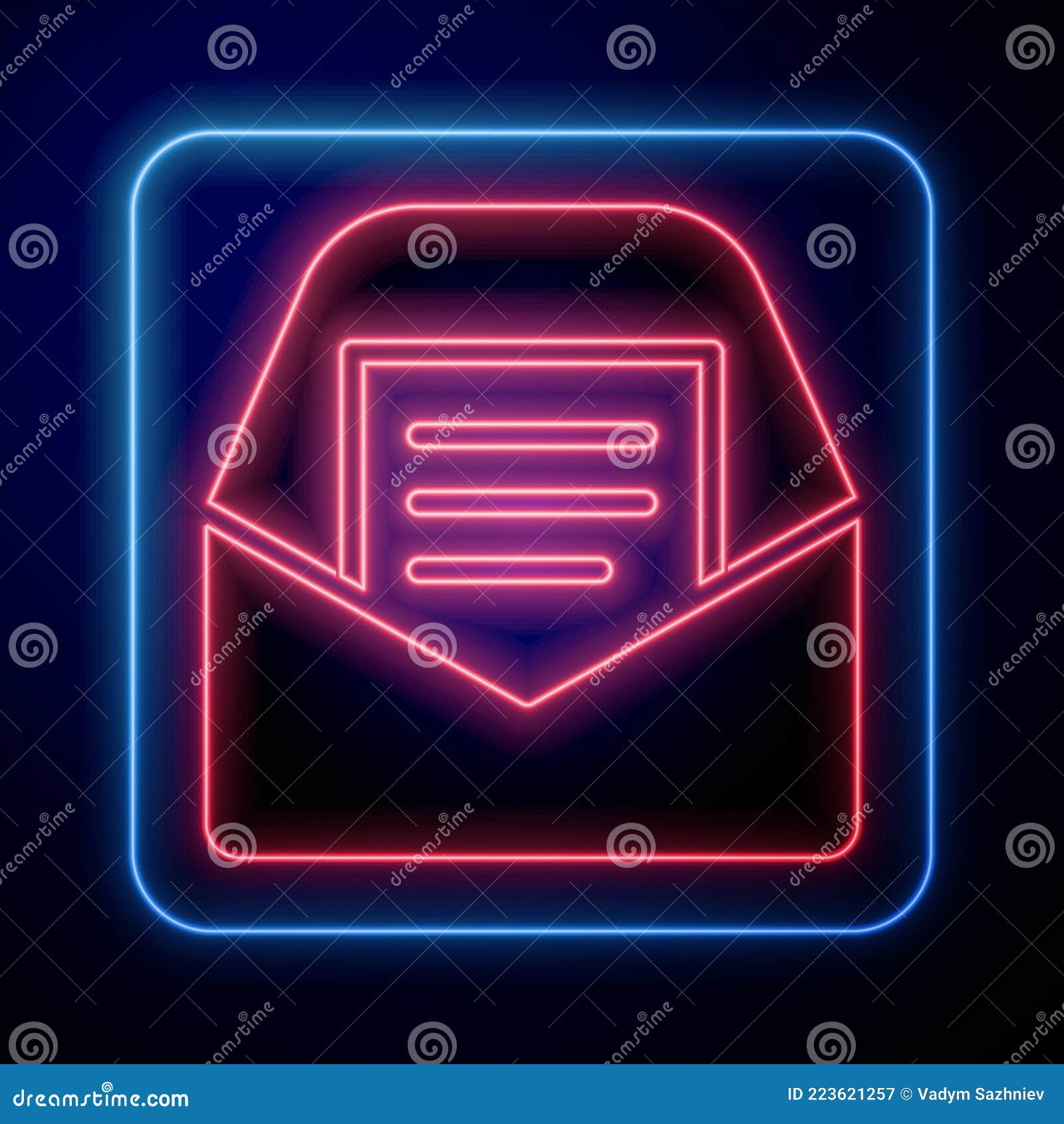 Glowing Neon Mail and E-mail Icon Isolated on Black Background ...