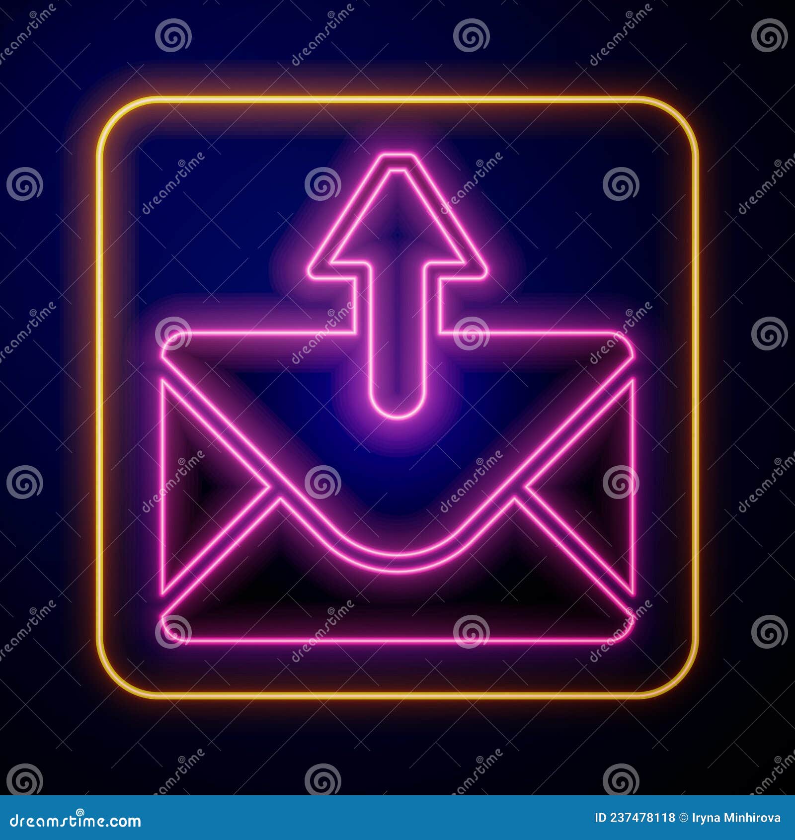 Glowing Neon Mail and E-mail Icon Isolated on Black Background ...