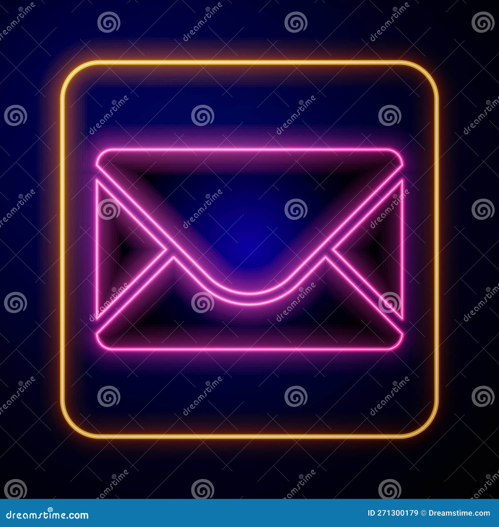 Glowing Neon Mail and E-mail Icon Isolated on Black Background ...