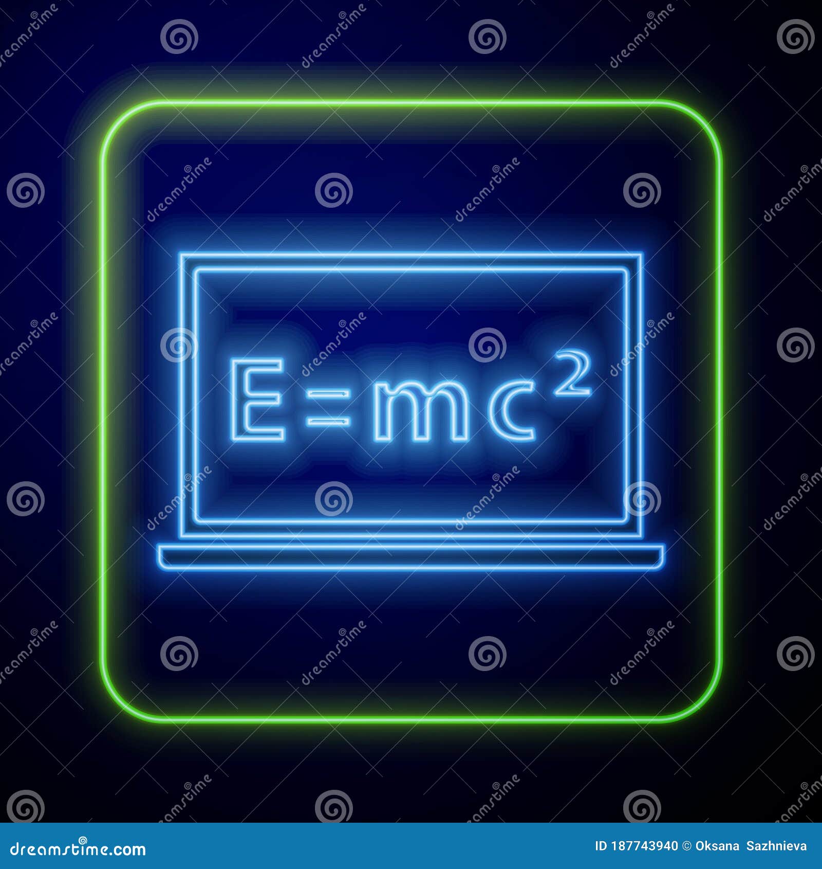 Glowing Neon Math System of Equation Solution on Chalkboard Icon ...