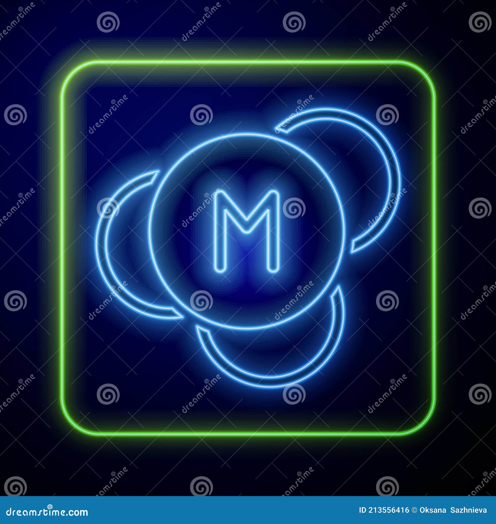 Glowing Neon Molecule Icon Isolated on Blue Background. Structure of ...