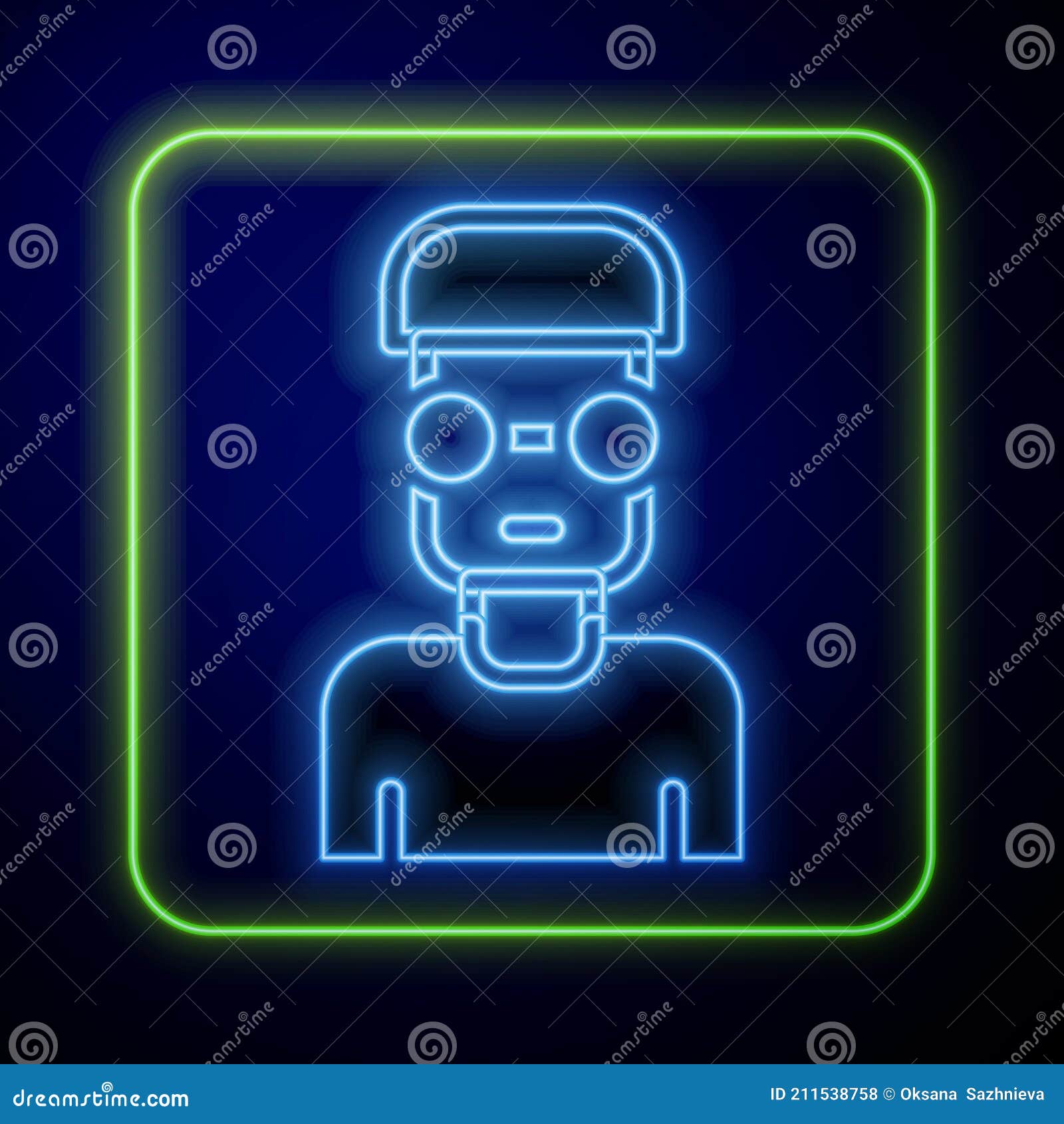 Glowing Neon Nerd Geek Icon Isolated on Blue Background. Vector Stock ...