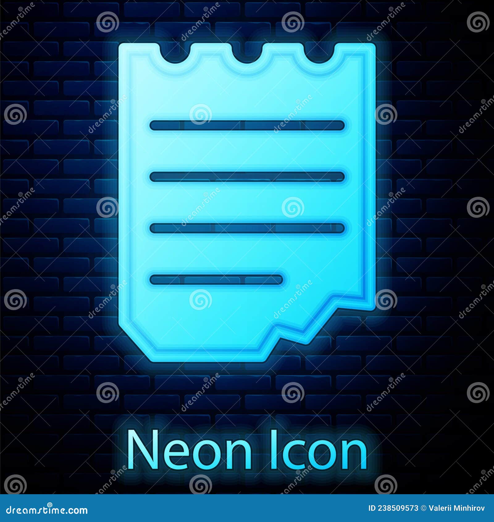 Glowing Neon Notebook Icon Isolated on Brick Wall Background. Spiral ...