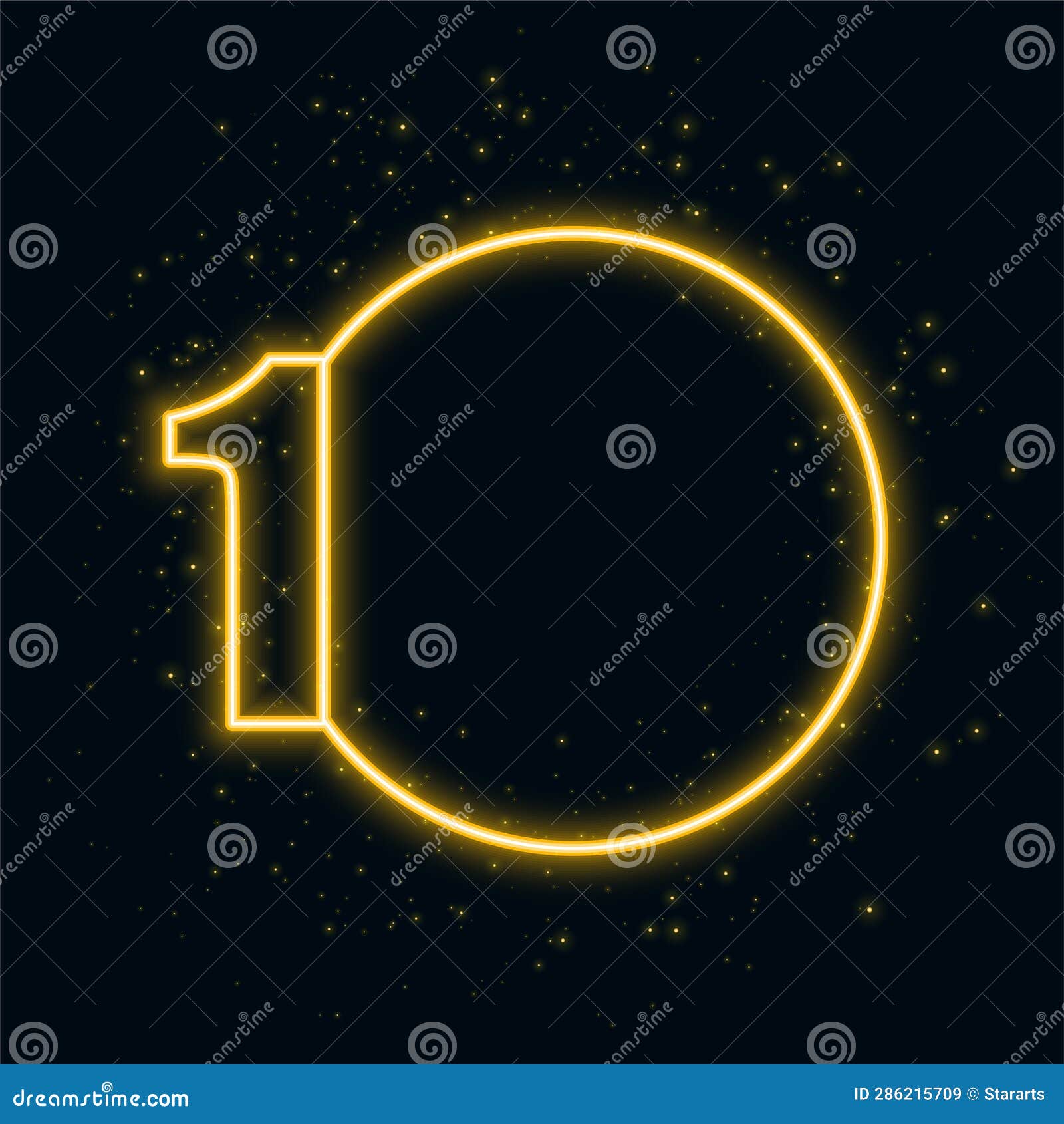 Glowing Neon Number One Sign with Empty Frame Design Stock Vector ...