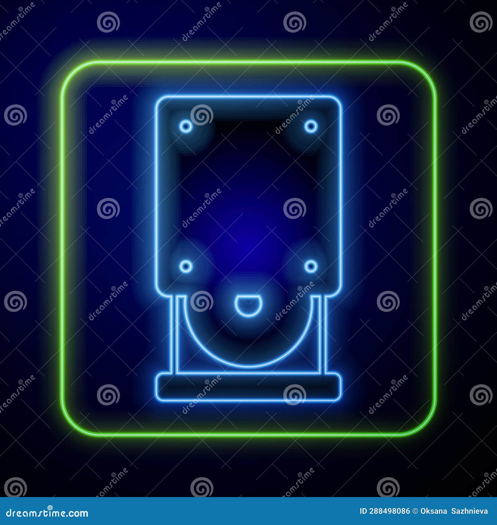 Glowing Neon Optical Disc Drive Icon Isolated on Blue Background. CD ...