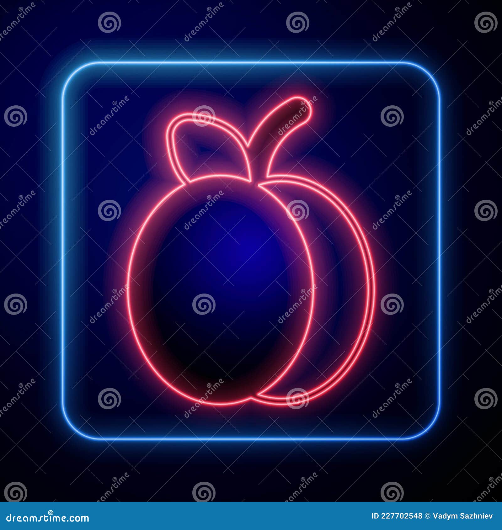 Glowing Neon Plum Fruit Icon Isolated on Black Background. Vector Stock ...