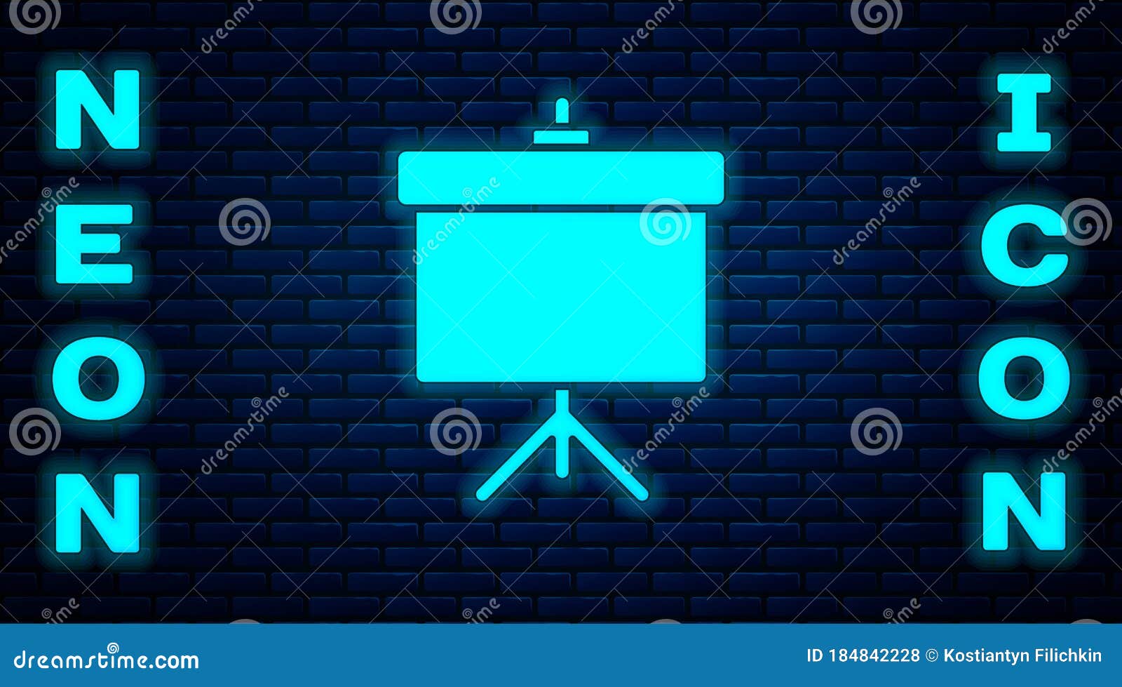 Glowing Neon Presentation Board with Graph, Schedule, Chart, Diagram ...