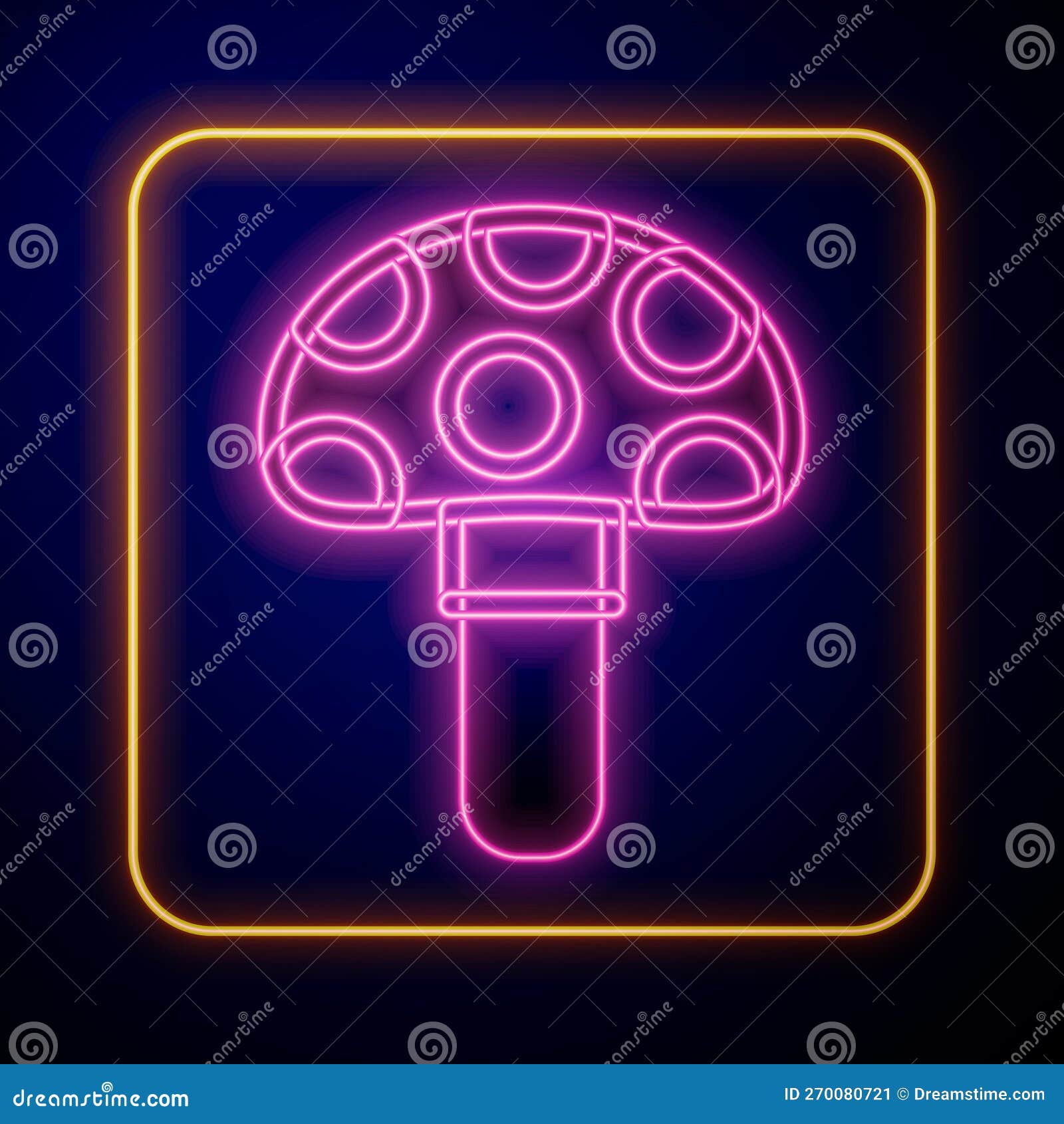 Glowing Neon Psilocybin Mushroom Icon Isolated on Black Background ...