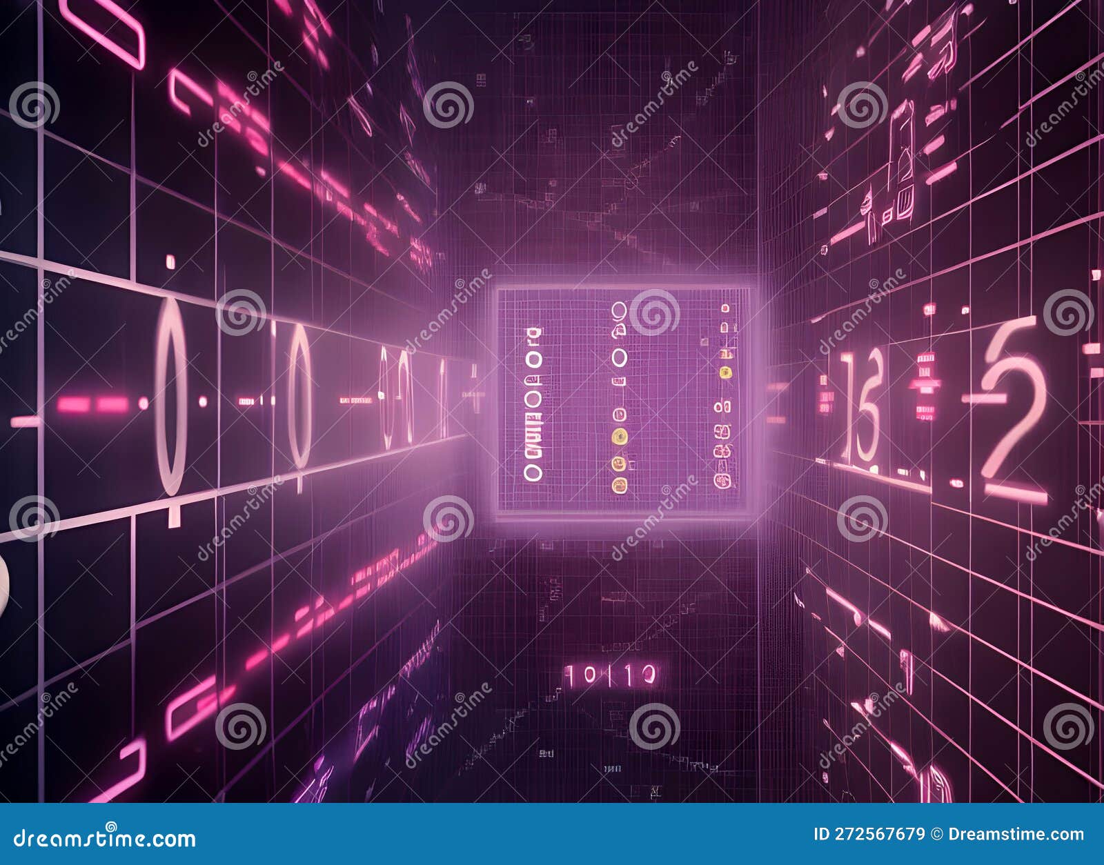 Glowing Neon Purple Cyberspace Network Visualization Concept with Data ...