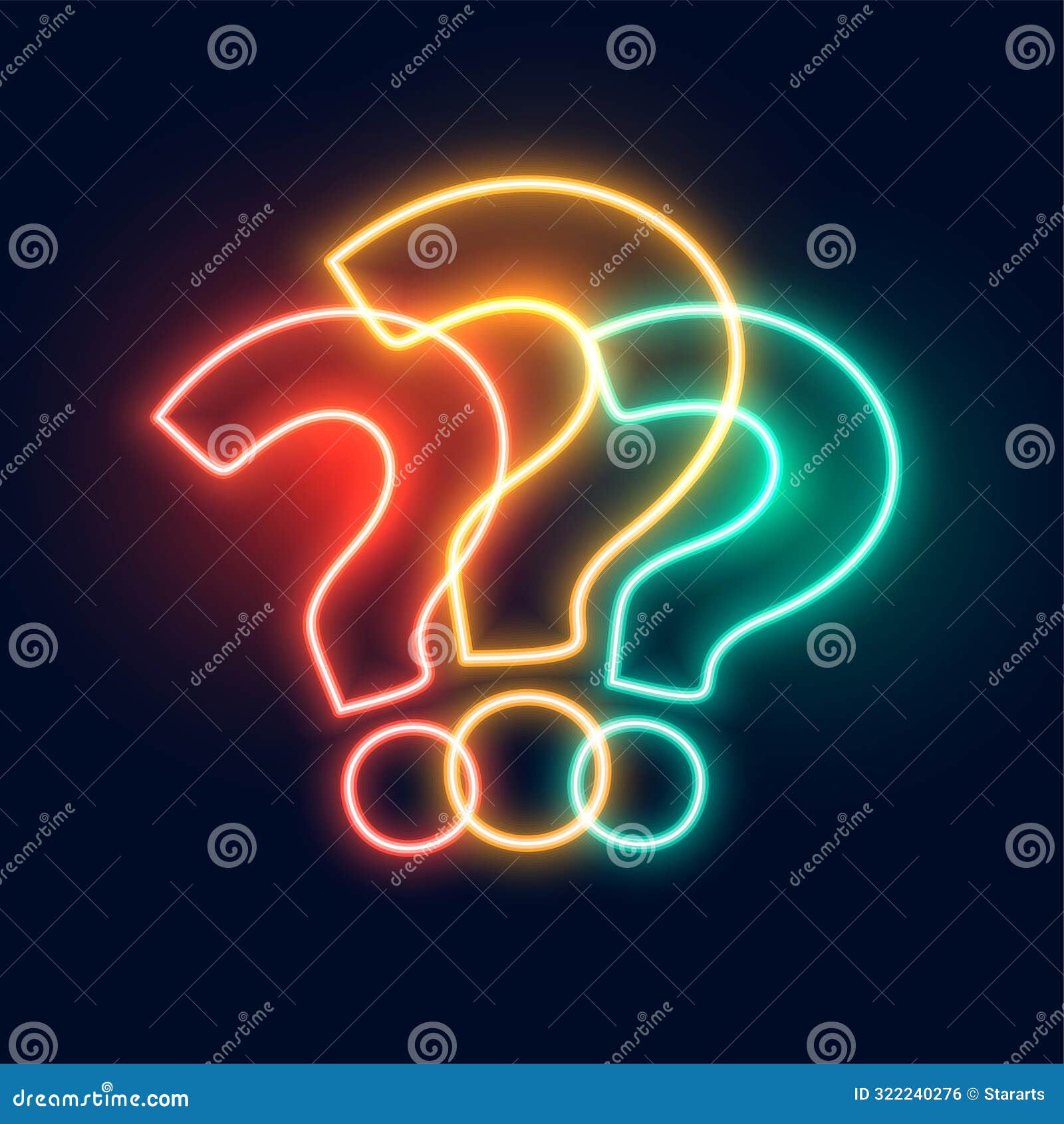 Glowing Neon Question Mark Symbol Background for Web Help and Support ...