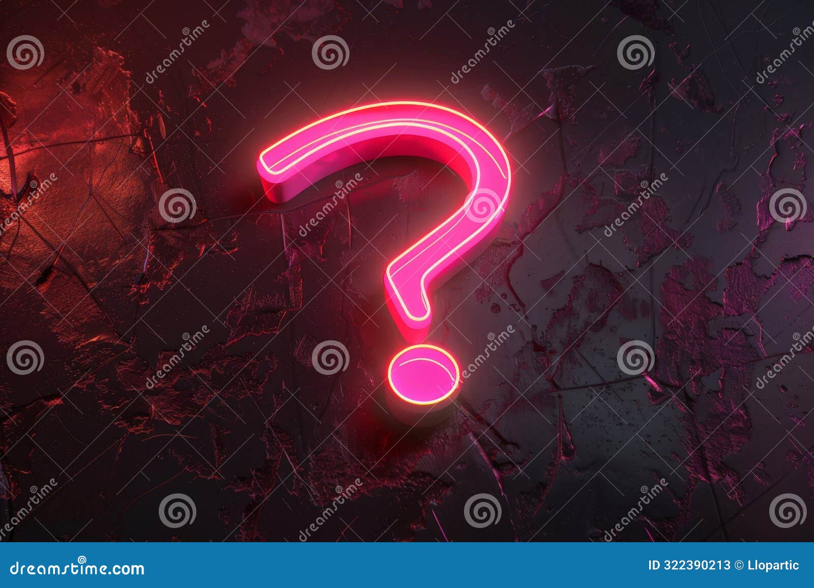 A Glowing Neon Question Mark on a Textured Dark Wall, Creating a ...