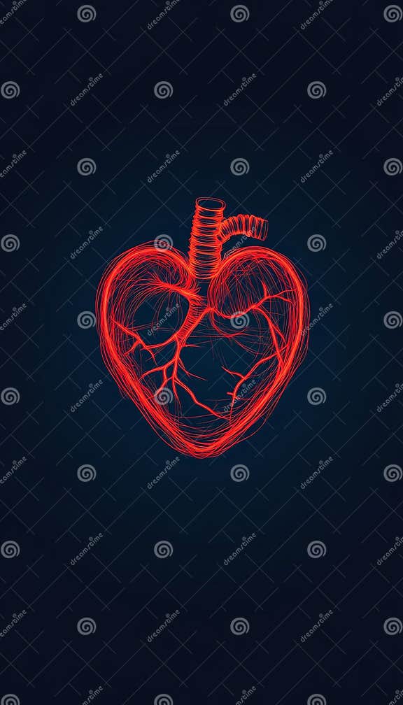 Glowing Neon Red Anatomically Correct Human Heart Vector Illustration ... Glowing Neon Red Anatomically Correct Human Heart Vector Illustration ...