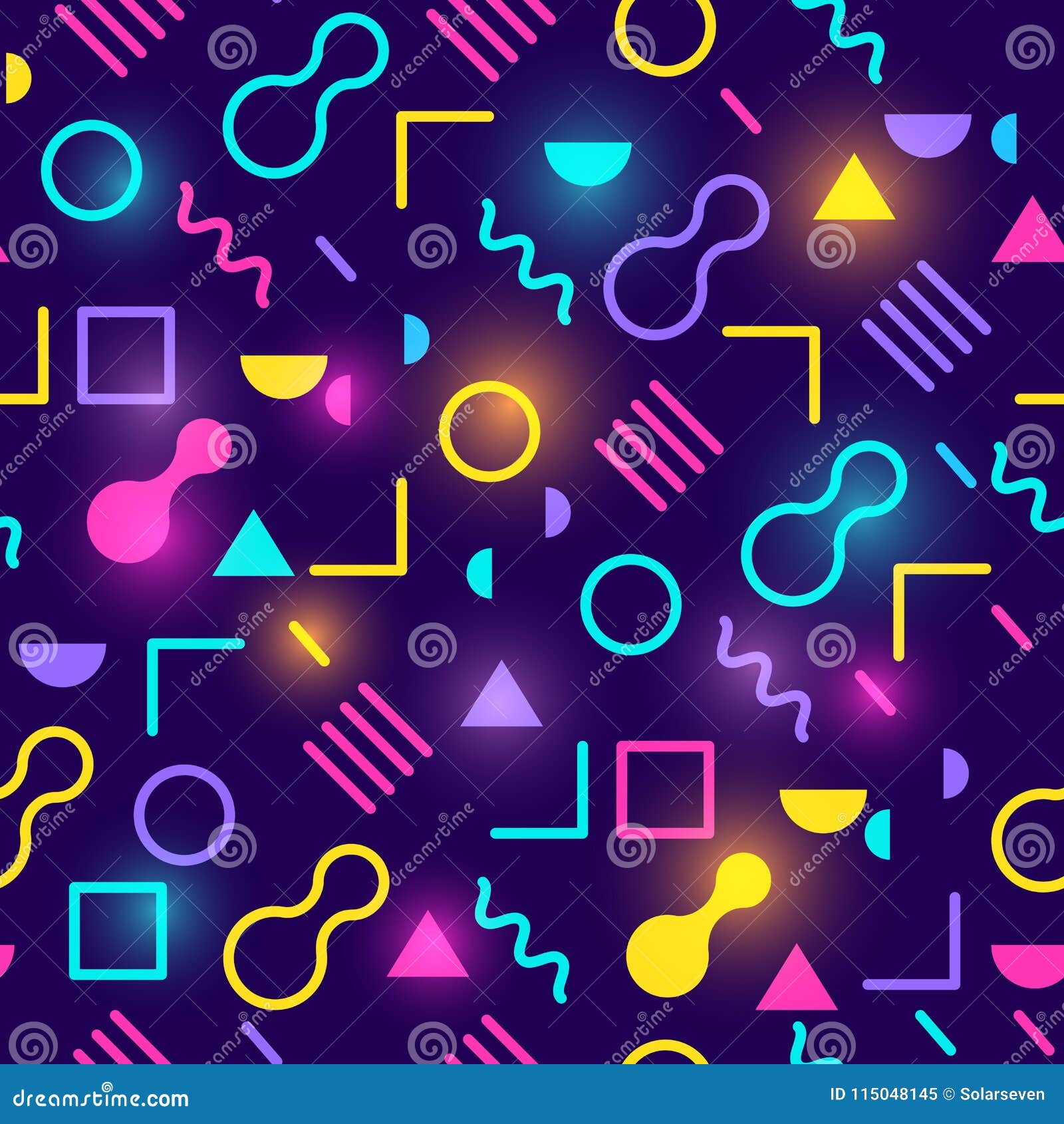 Neon Glowing Retro Seamless Pattern Stock Vector - Illustration of ...