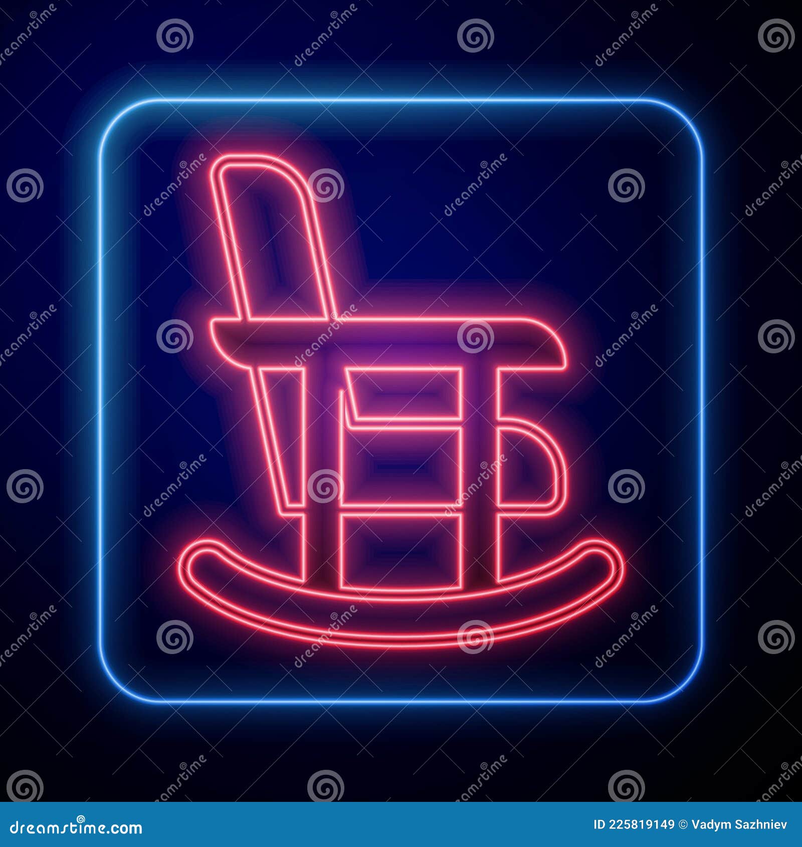 Glowing Neon Rocking Chair Icon Isolated on Black Background. Vector ...